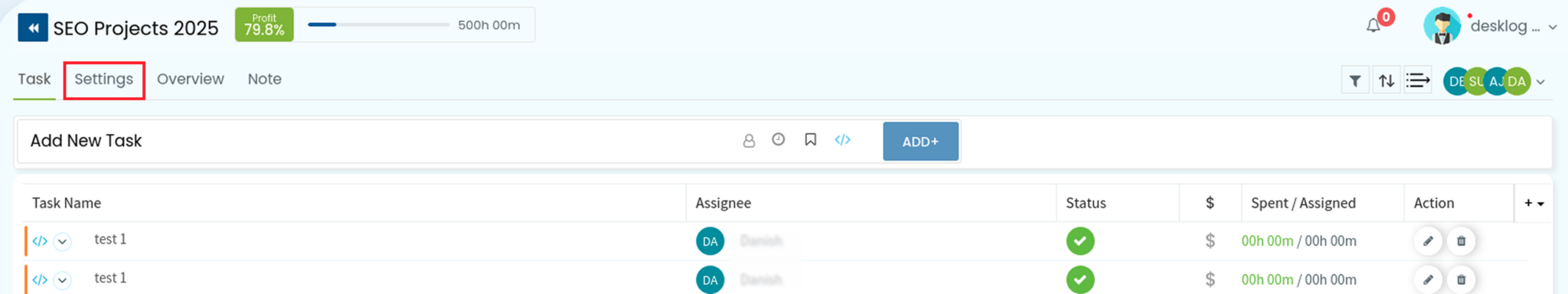 How to Change the Status of a Project? - Desklog Productivity Help