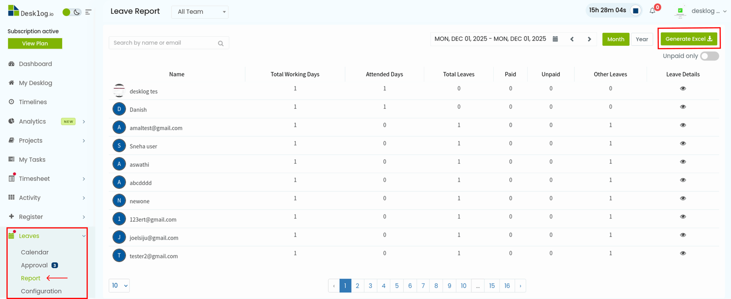 How To Generate Leave Reports? - Desklog Productivity Help How To ...