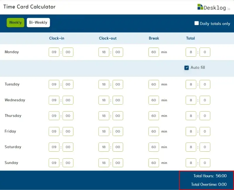 Free Time Card Calculator | Calculate Daily & Weekly Work Hours